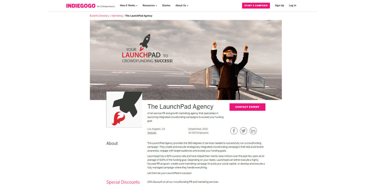 The LaunchPad Agency Selected to Indiegogo "Experts Directory"