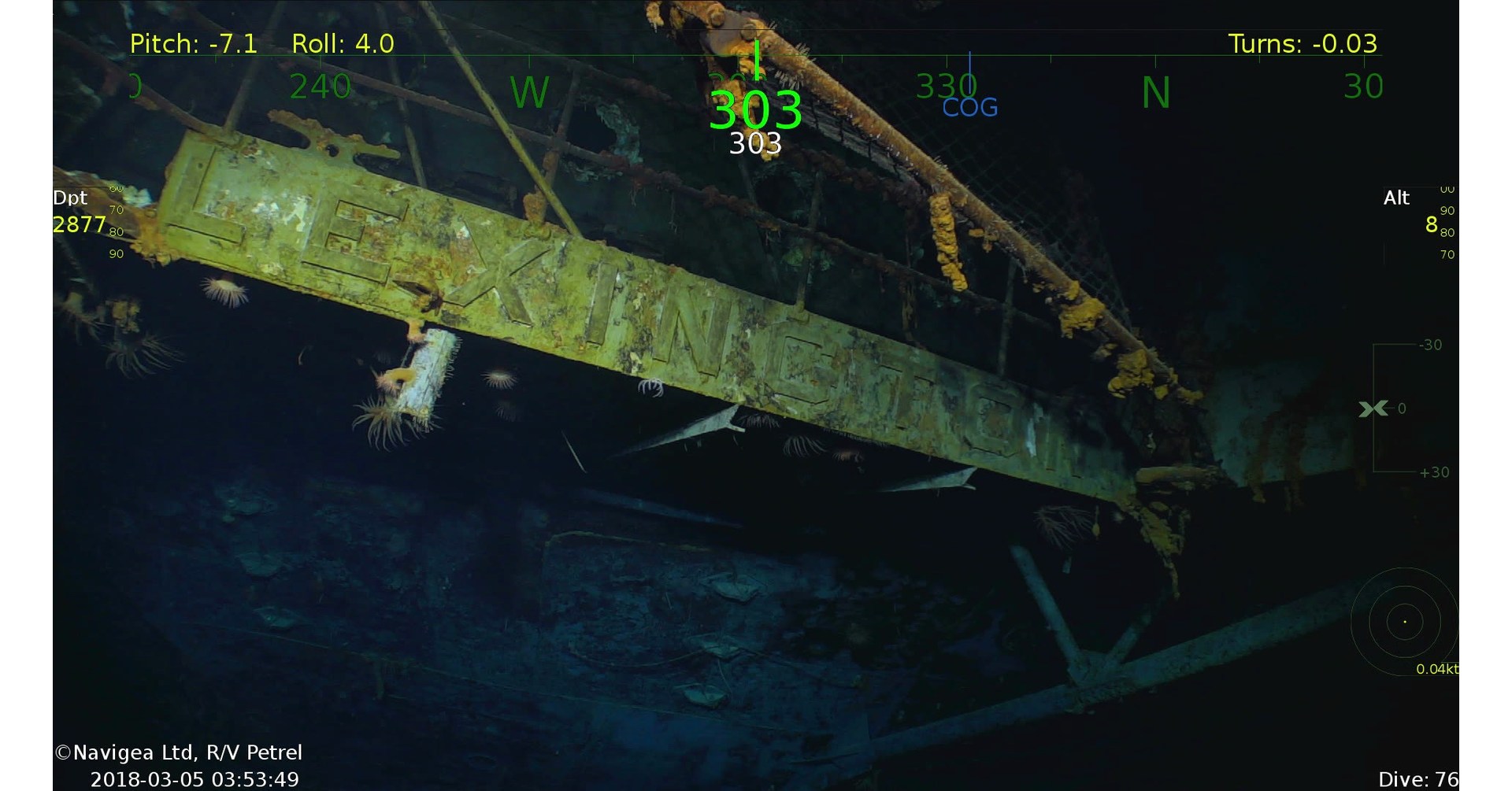 Wreckage from the USS Lexington (CV-2) Located in the Coral Sea 76 ...