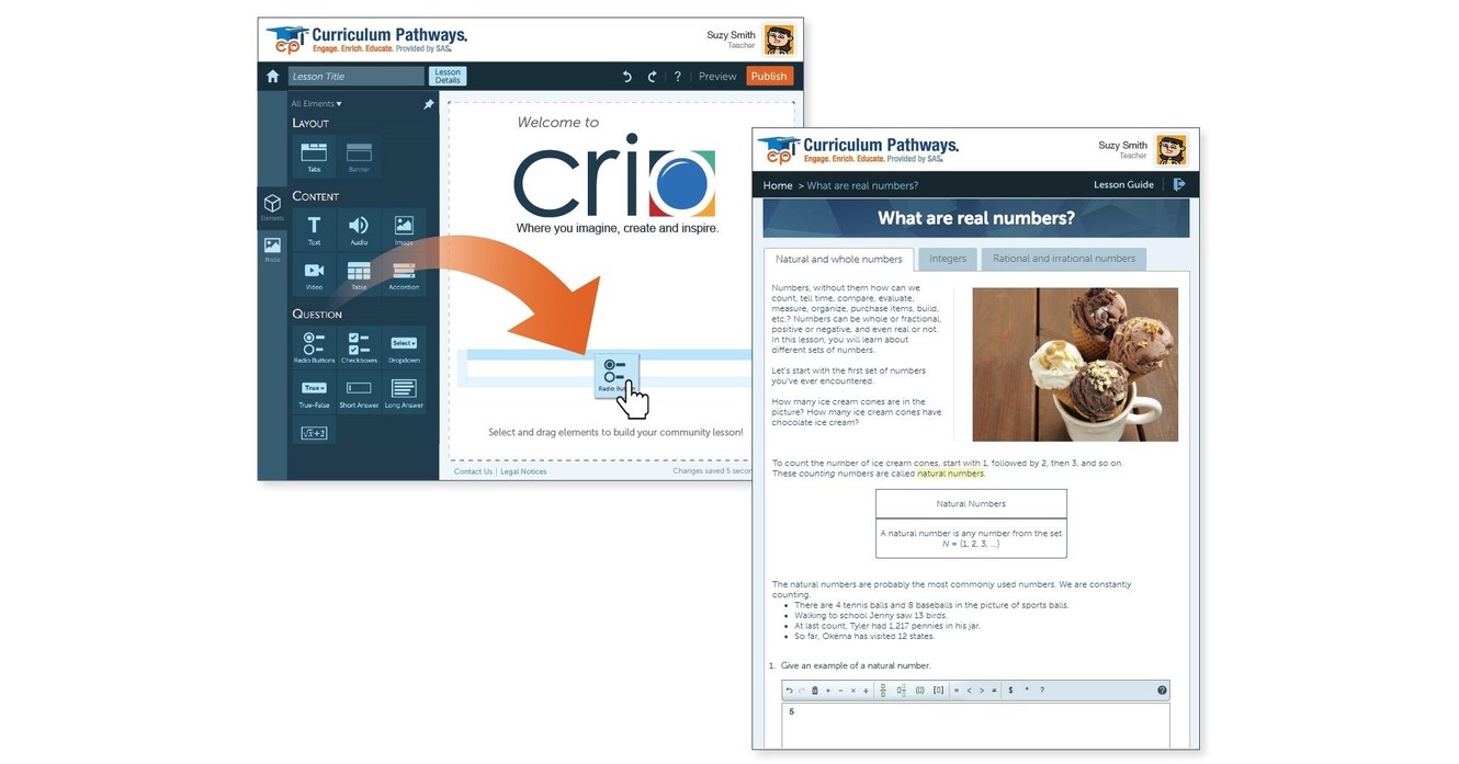 With Crio™, teachers become rock-star lesson builders