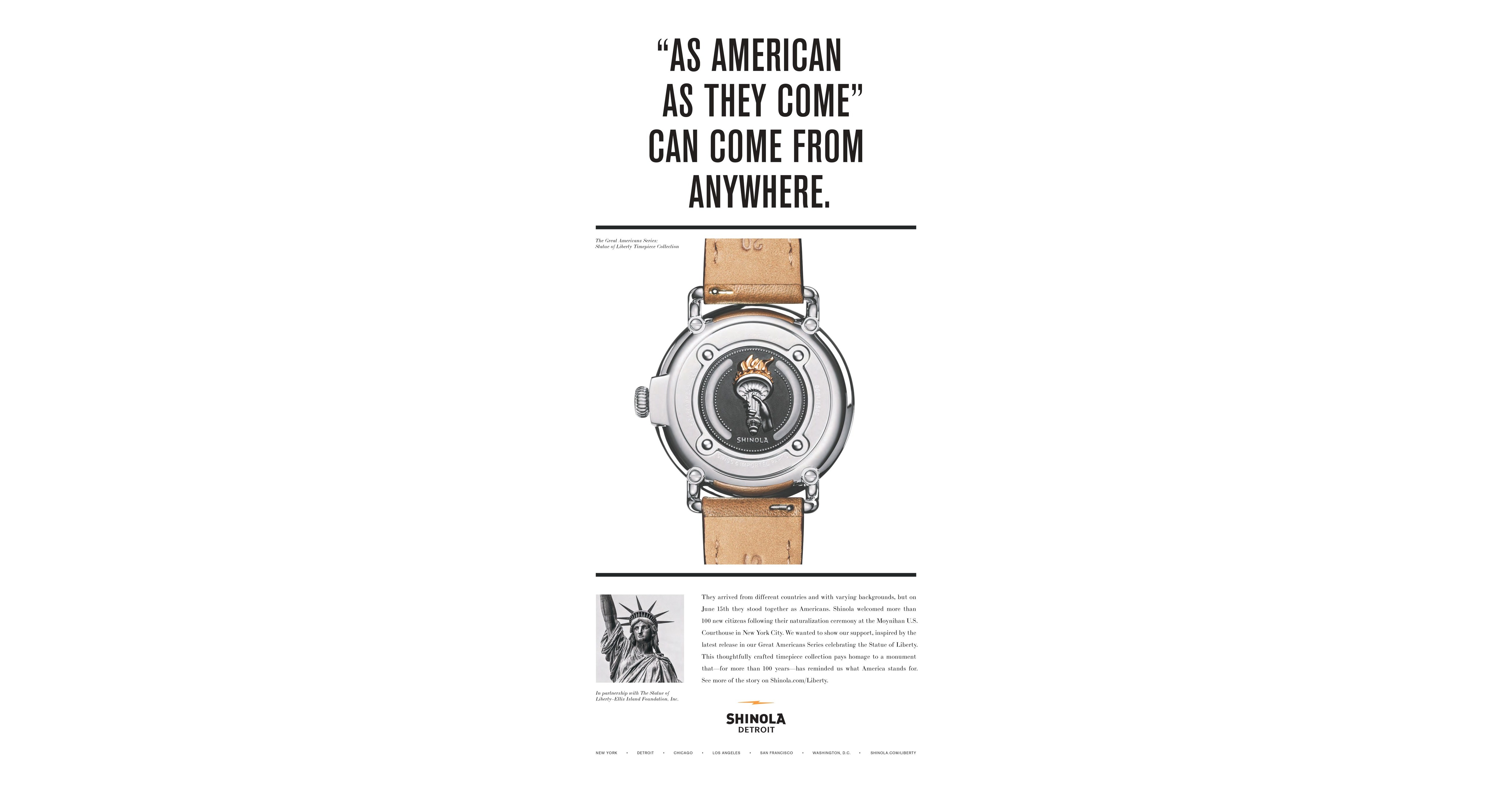 Shinola Launches Campaign To Celebrate Statue Of Liberty Timepiece ...