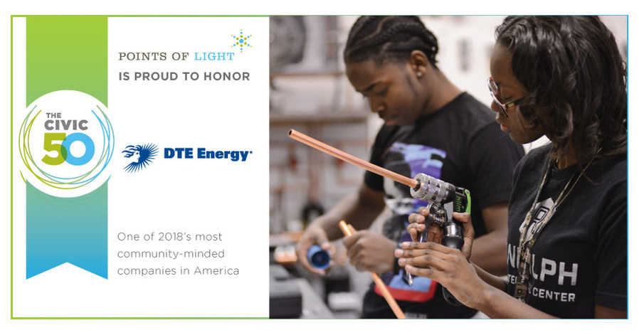 DTE Energy ranked as Michigan's top corporate citizen by Points of Light