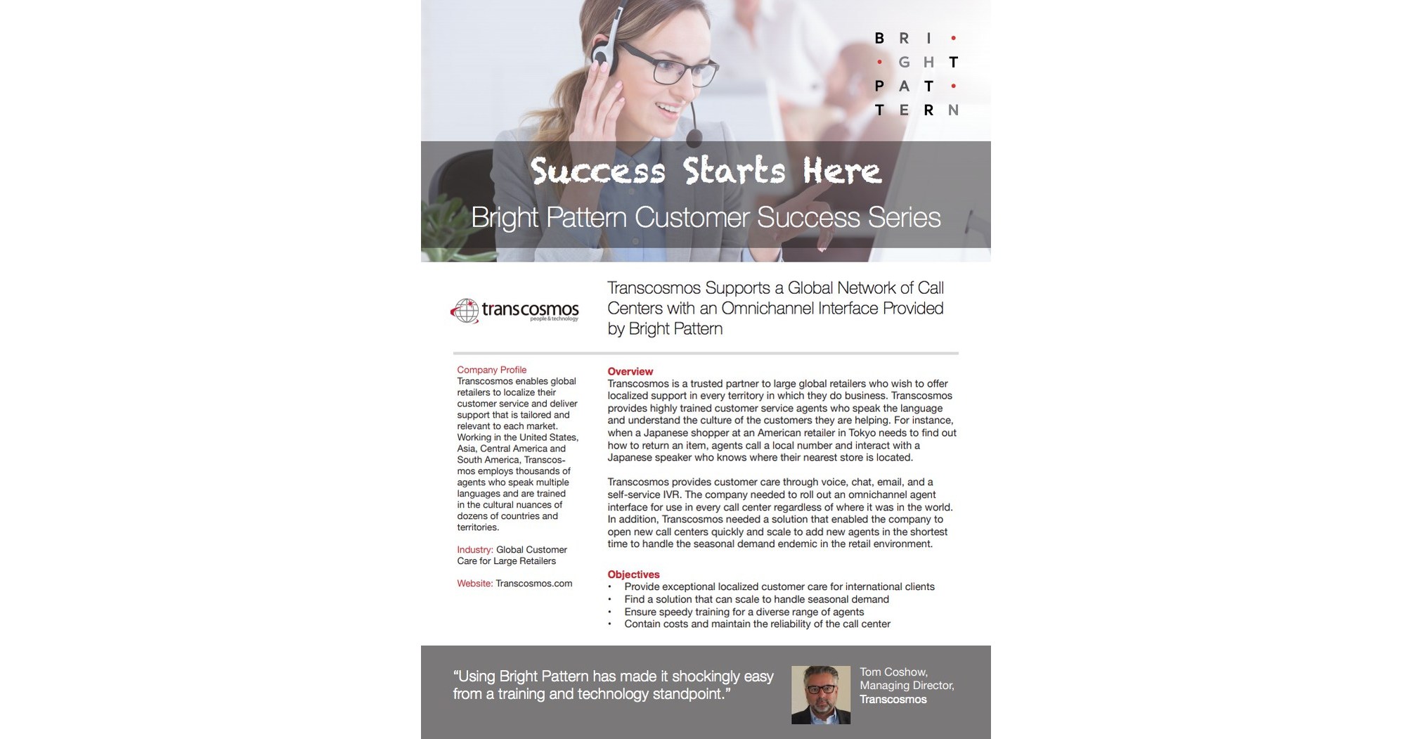 Transcosmos Powers Global Omnichannel Customer Service with Bright ...