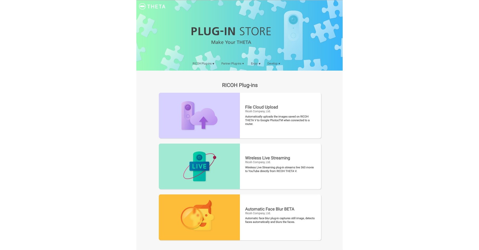 RICOH THETA Plug-in Store Goes Live