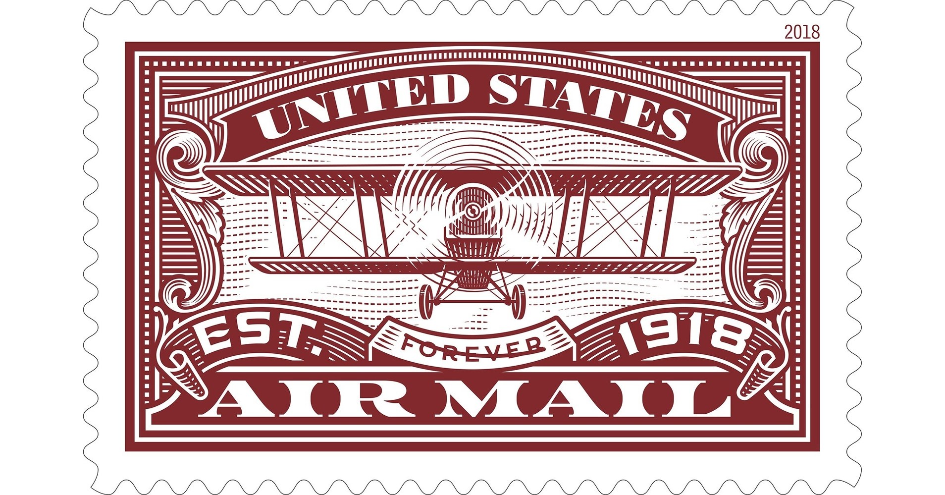 Red United States Air Mail Stamp Continues the Flight