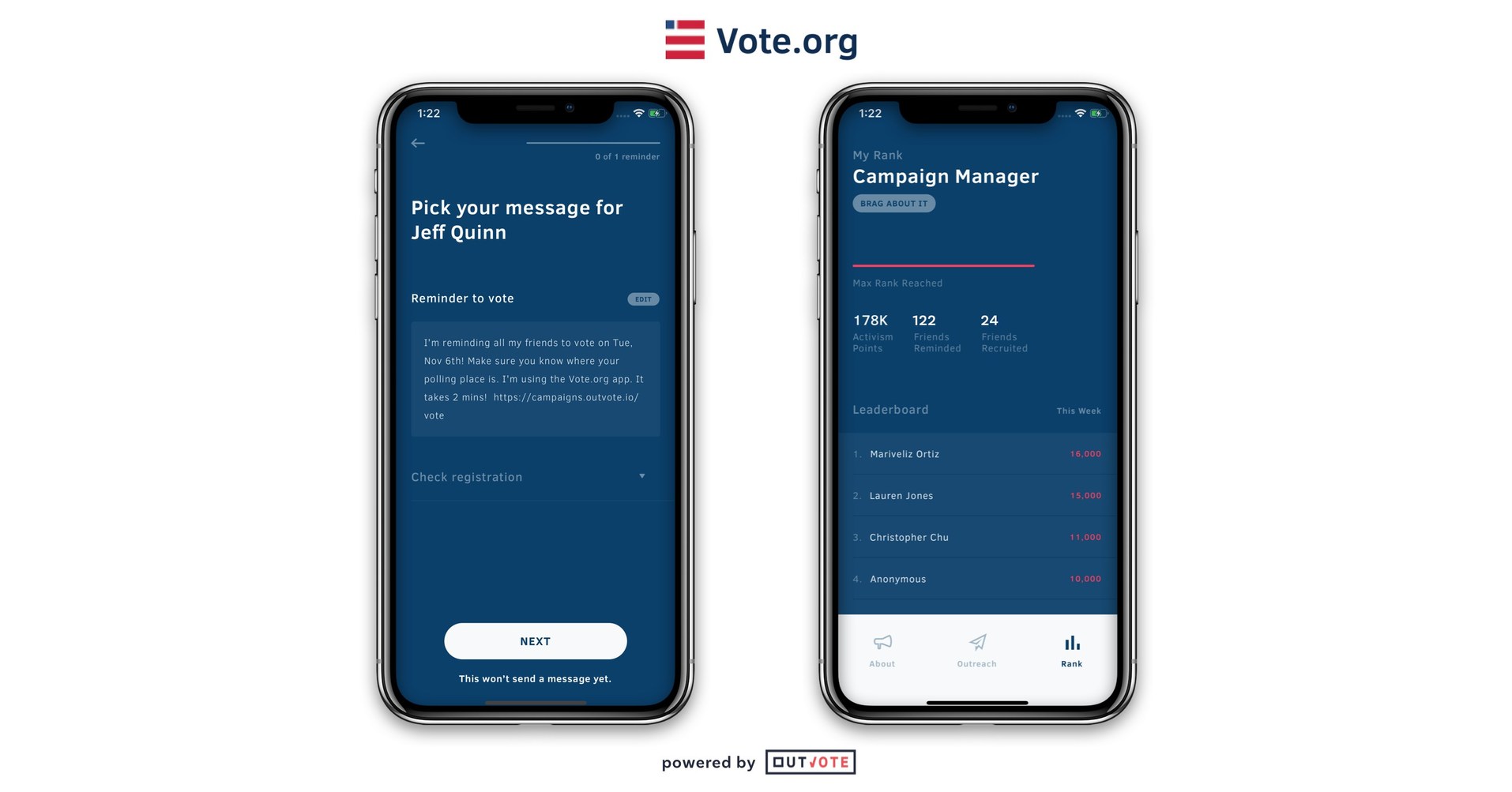 Outvote and Vote.org launch social app for nationwide voter turnout program