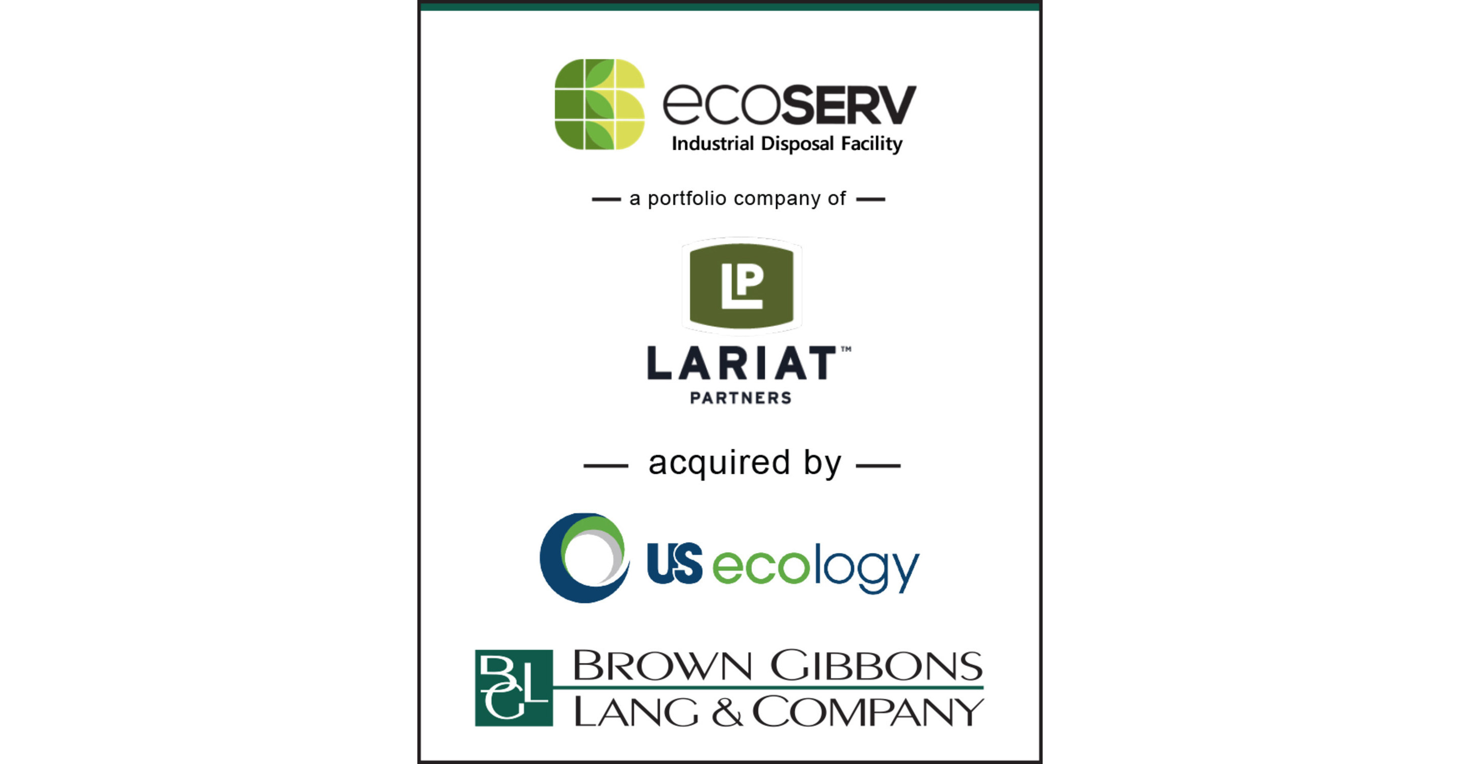 BGL Announces the Sale of Ecoserv Industrial Disposal to U.S. Ecology