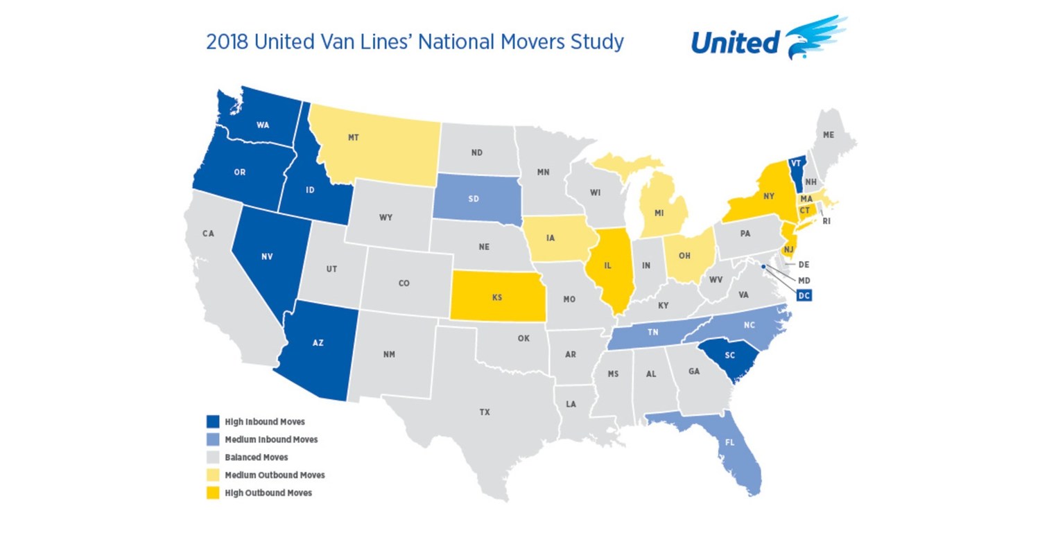 United Van Lines' National Movers Study Reveals Americans Are Moving ...