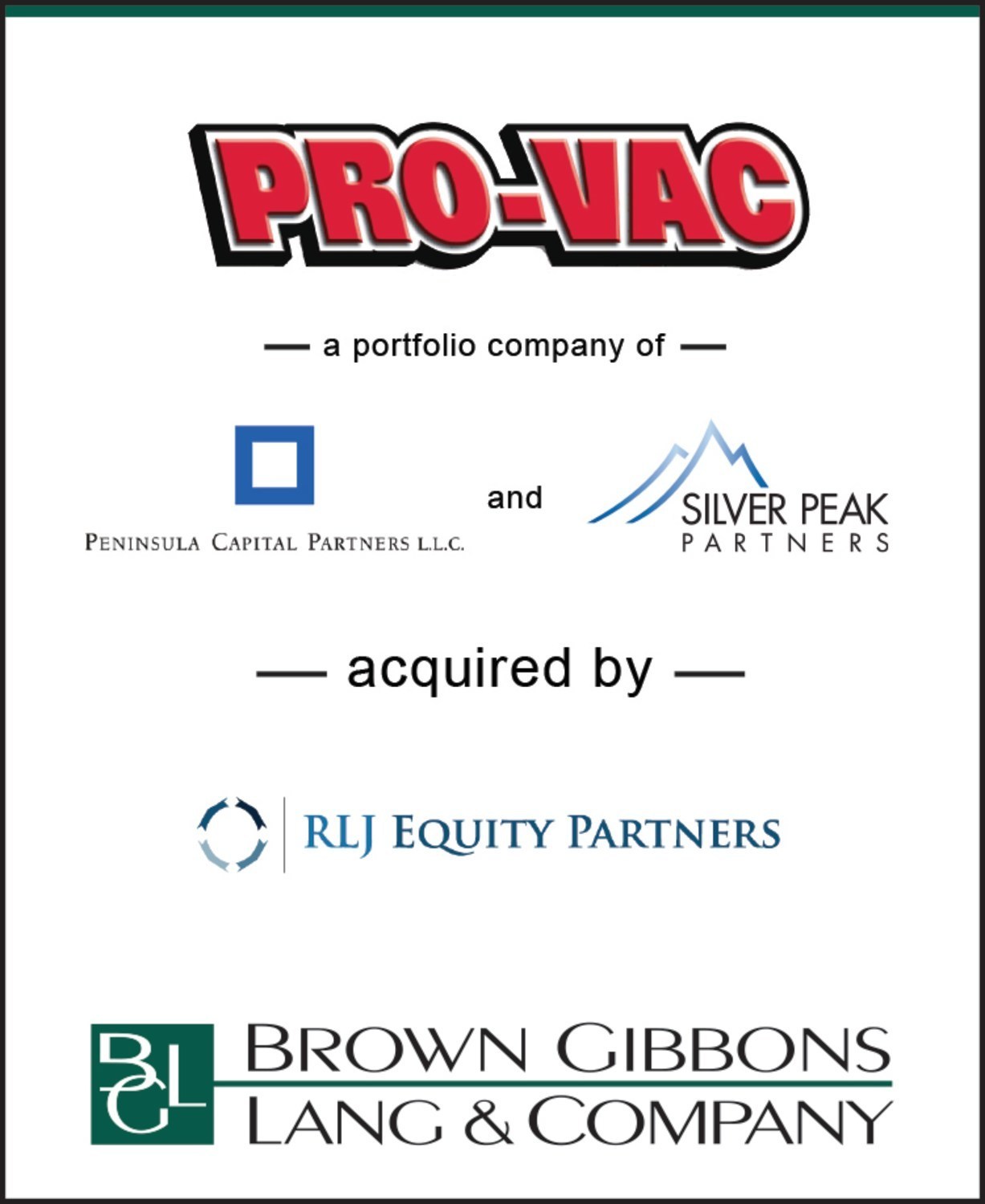 BGL Announces the Sale of Pro-Vac to RLJ Equity Partners | Growth ...