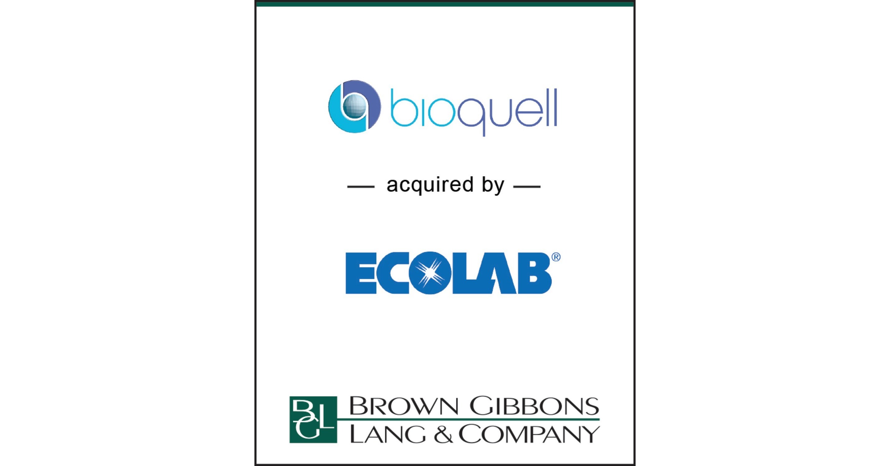 BGL Announces the Sale of Bioquell to Ecolab