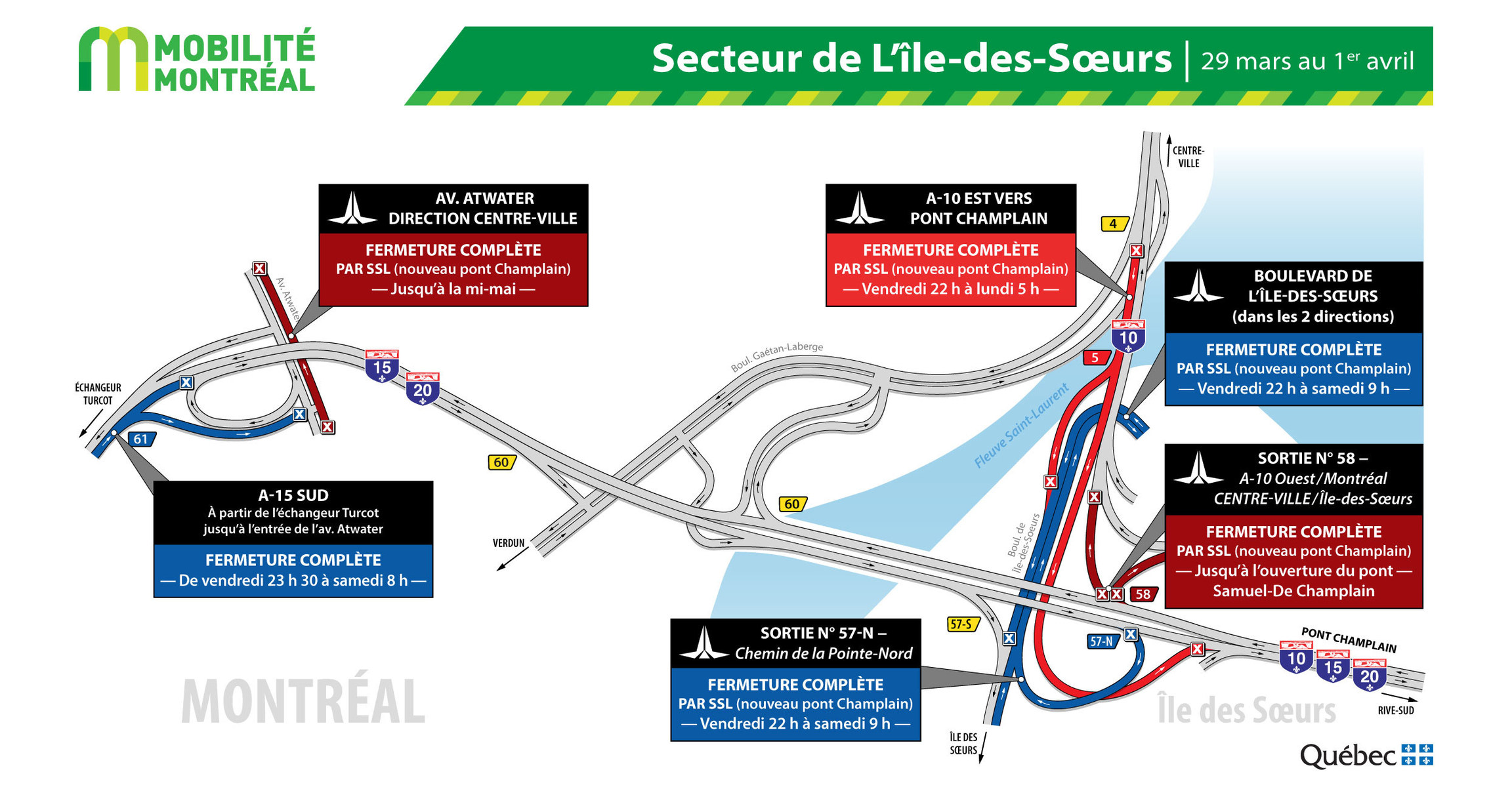 Planifier ses déplacements durant la fin de semaine du 29 mars - Entraves majeures sur le réseau ...