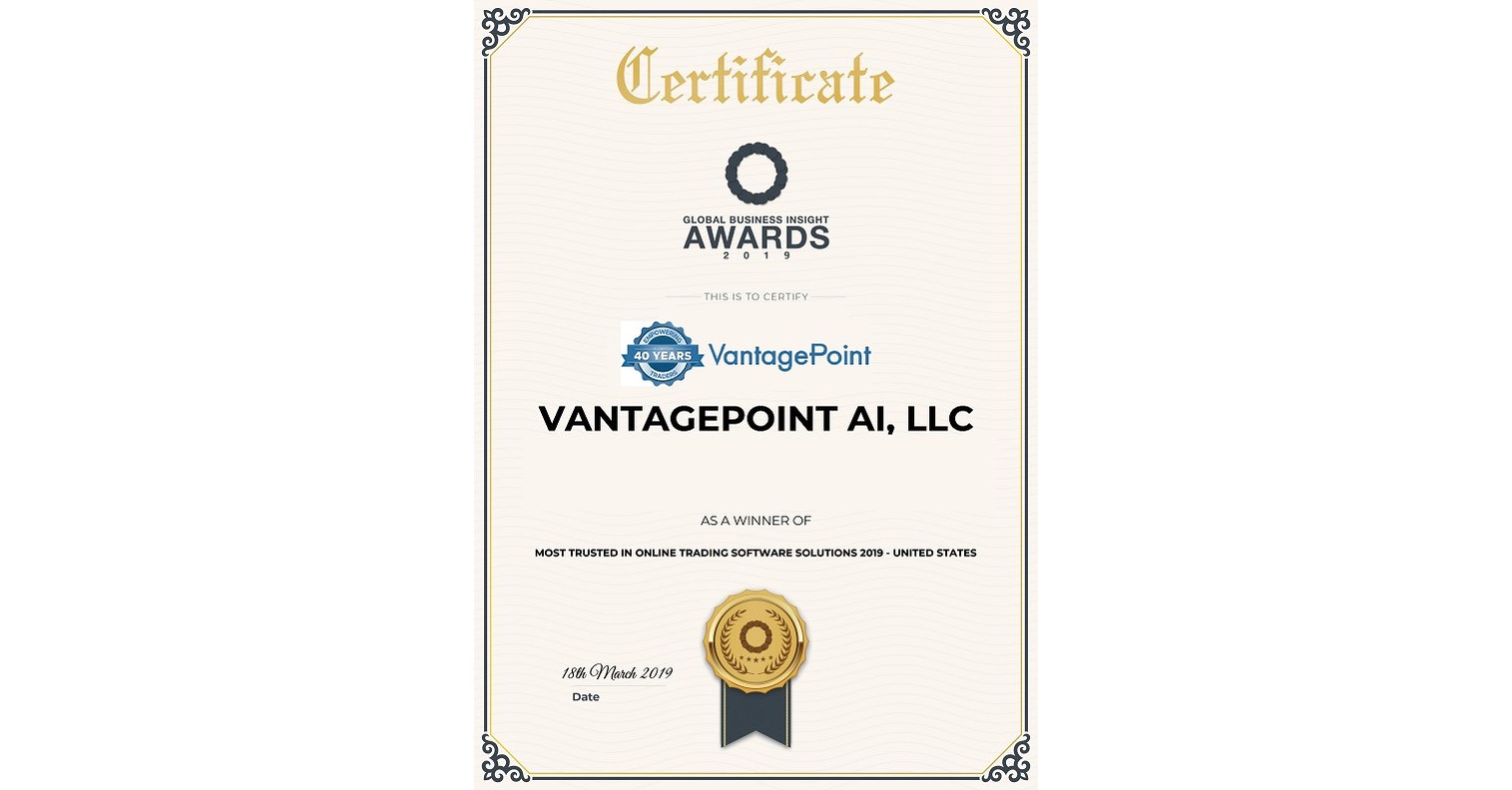 Vantagepoint AI Named 2019 Most Trusted Online Trading Software Solution