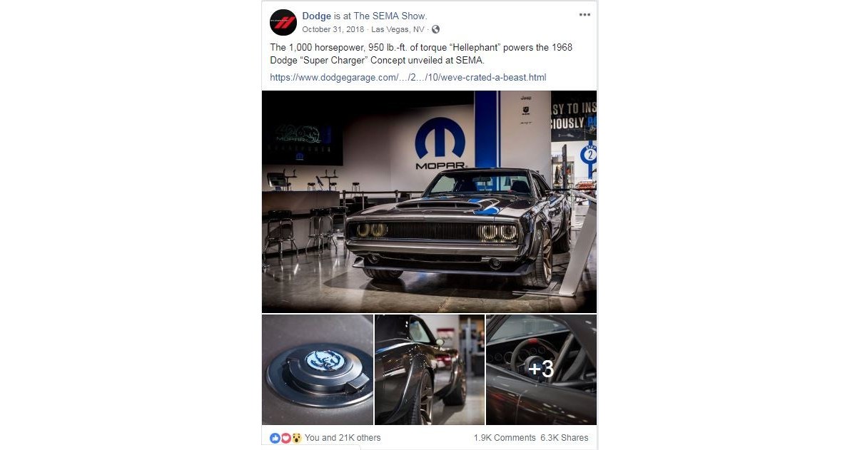 Dodge "Most Loved" Automotive Brand on Facebook