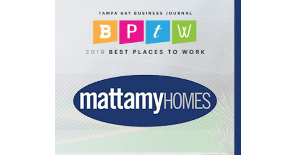 Mattamy Homes Recognized as a Best Place to Work in Tampa Bay