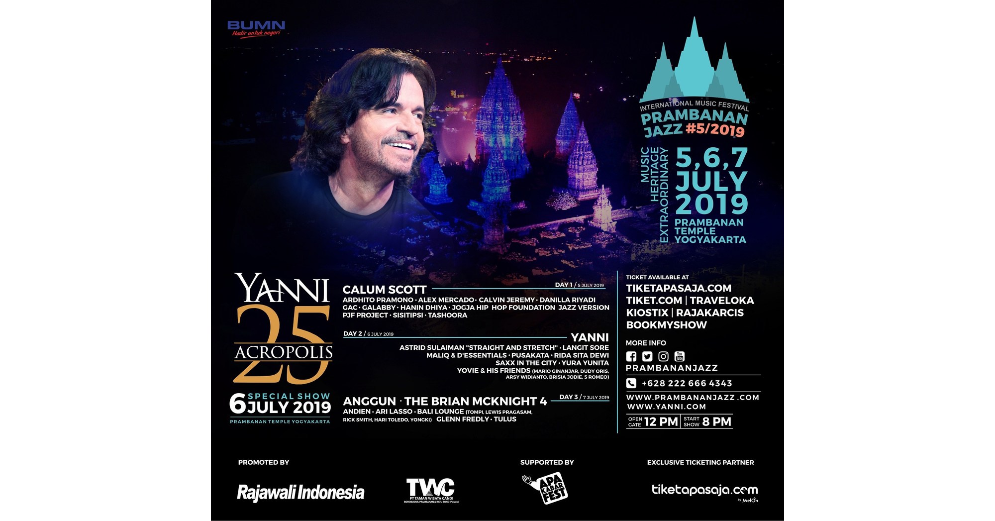 YANNI will Perform at the Prambanan Jazz Festival 2019 on July 6th