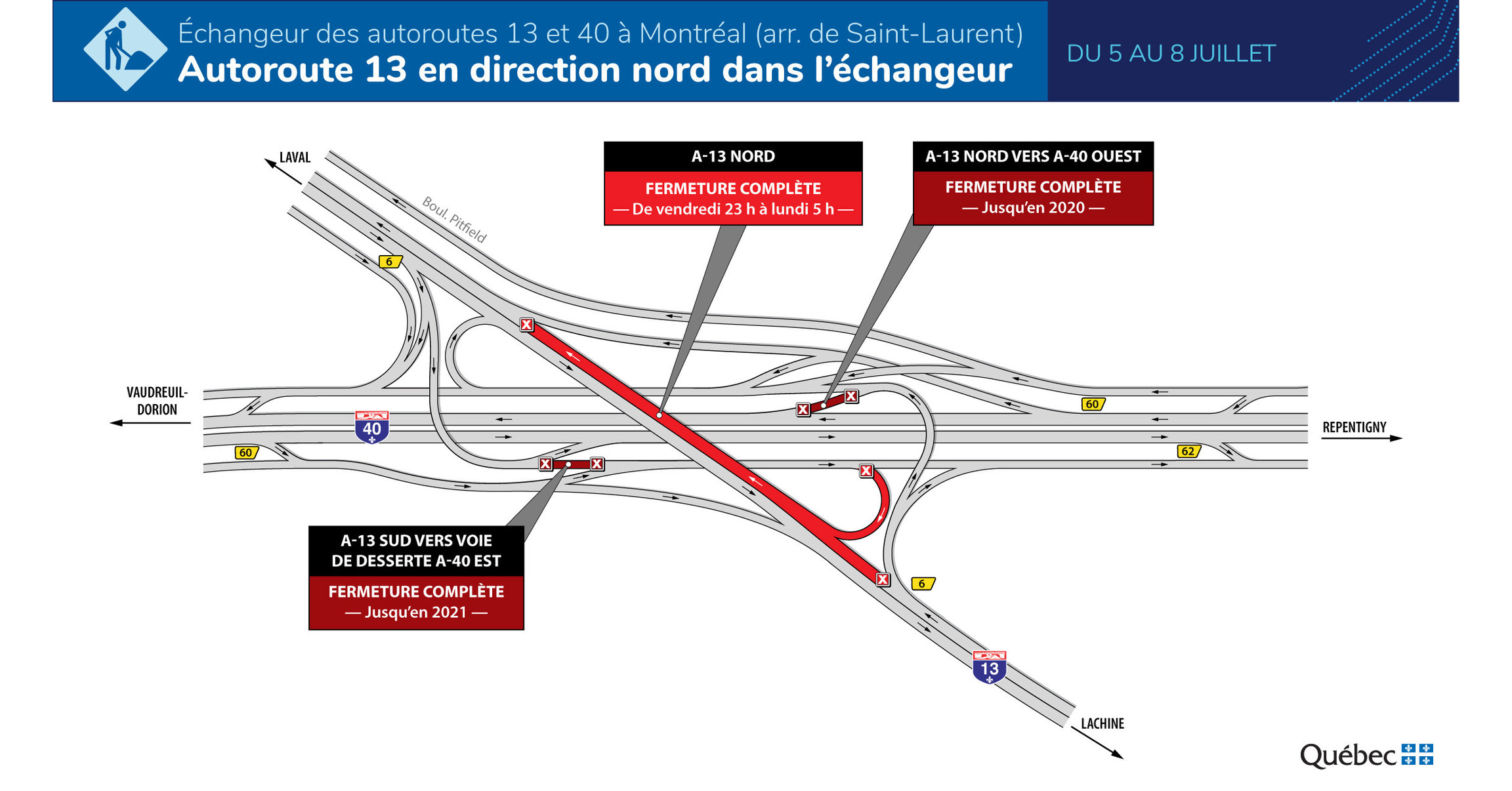 Échangeur des autoroutes 13 et 40 à Montréal (arr. de Saint-Laurent ...