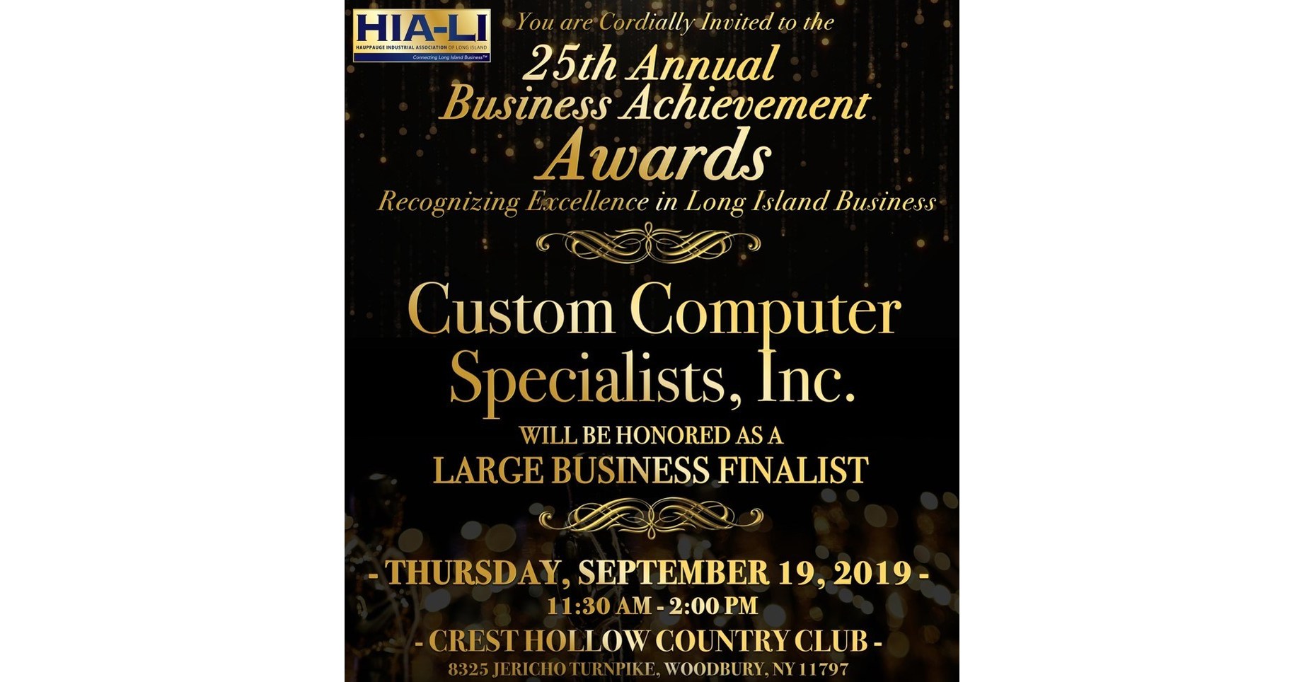 Custom Computer Specialists, Inc. Named Large Business Finalist in Prestigious HIA-LI 25th ...