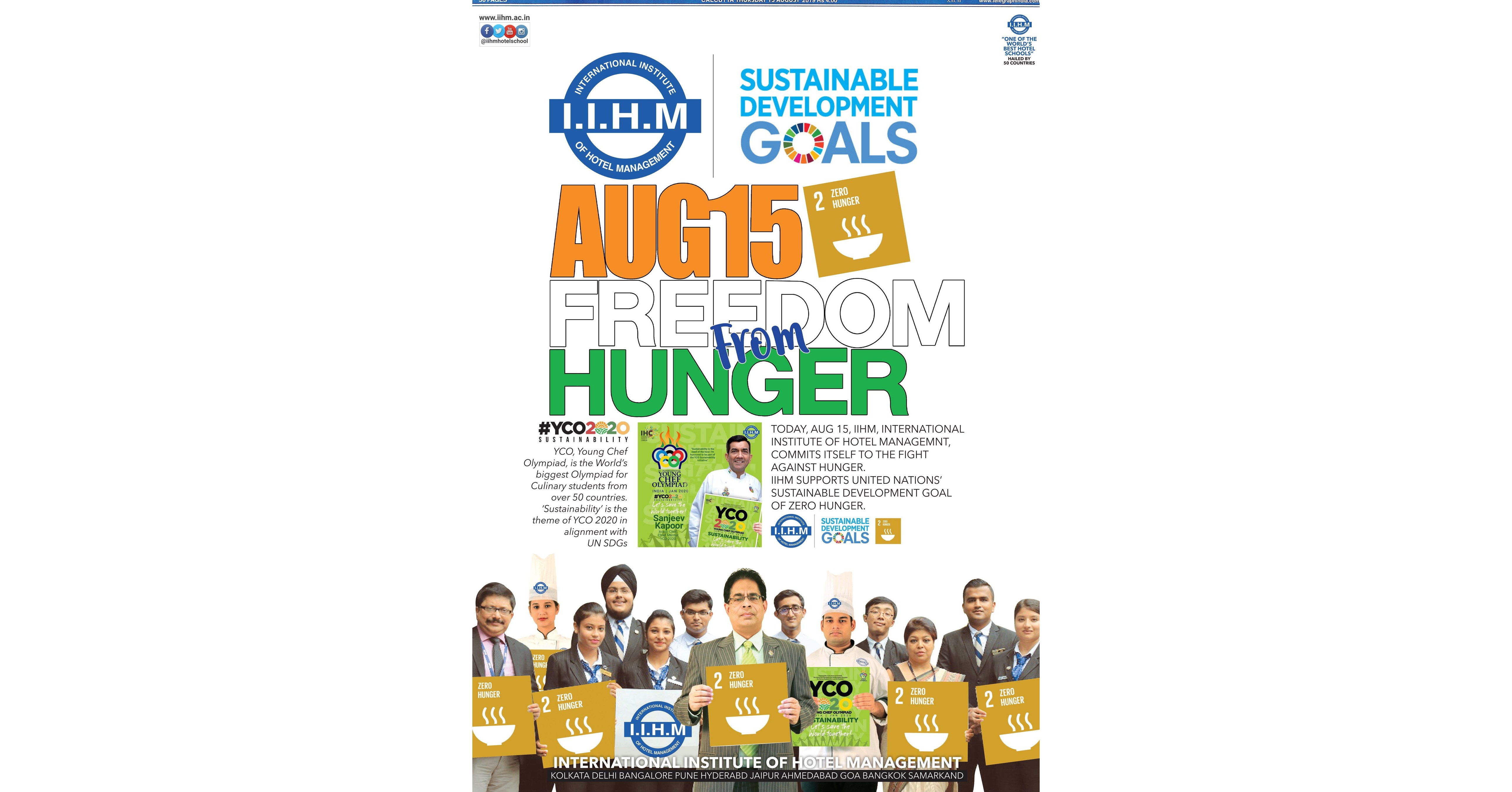 IIHM Initiative for 'Freedom From Hunger' on Independence Day