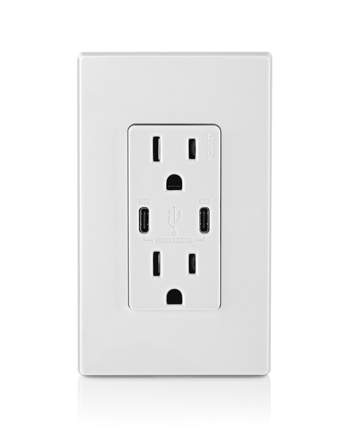 Leviton Dual Type-C™ with Power Delivery USB Charger Receptacle ...